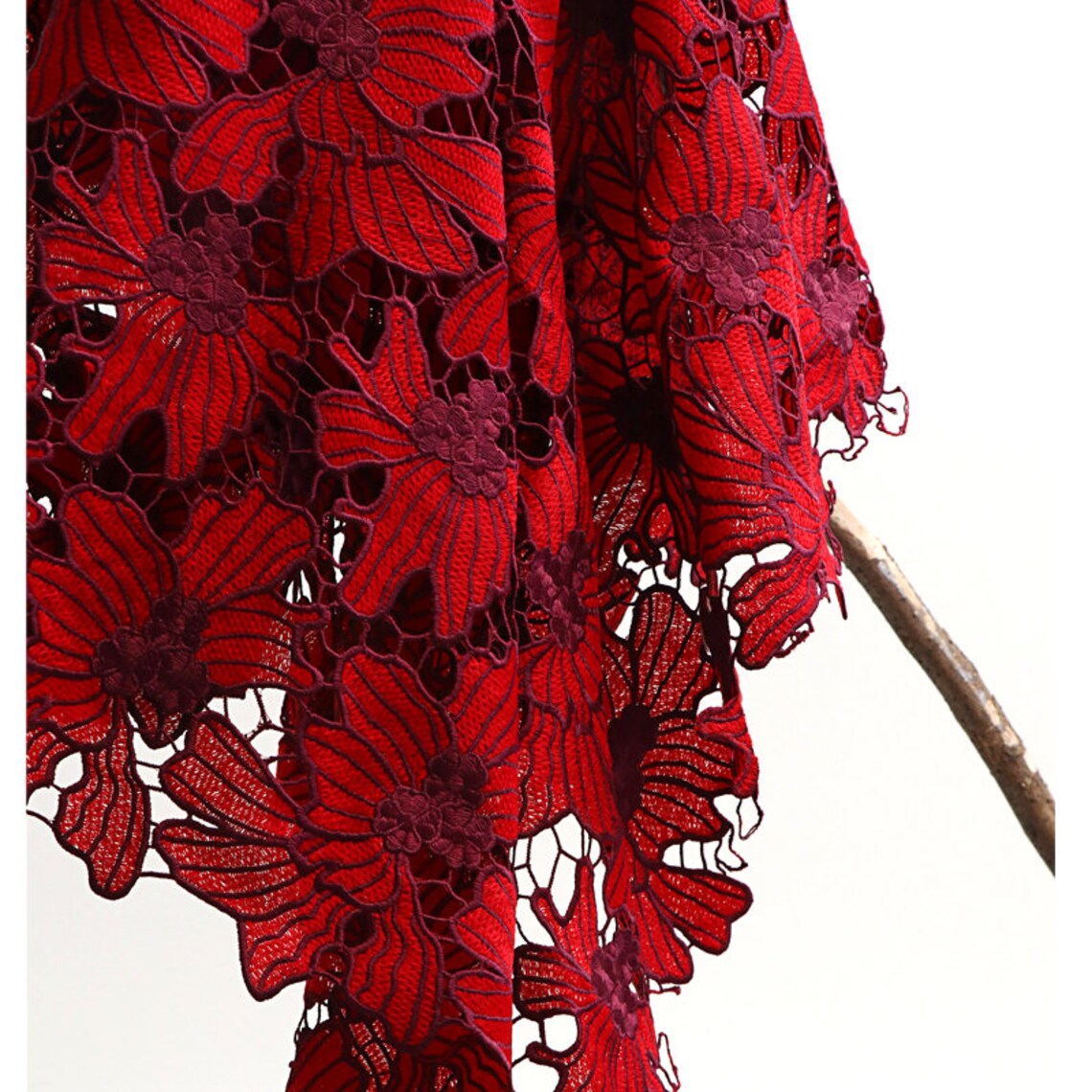 High-end Red Guipure Lace Fabricheavy Water Soluble Lace - Etsy