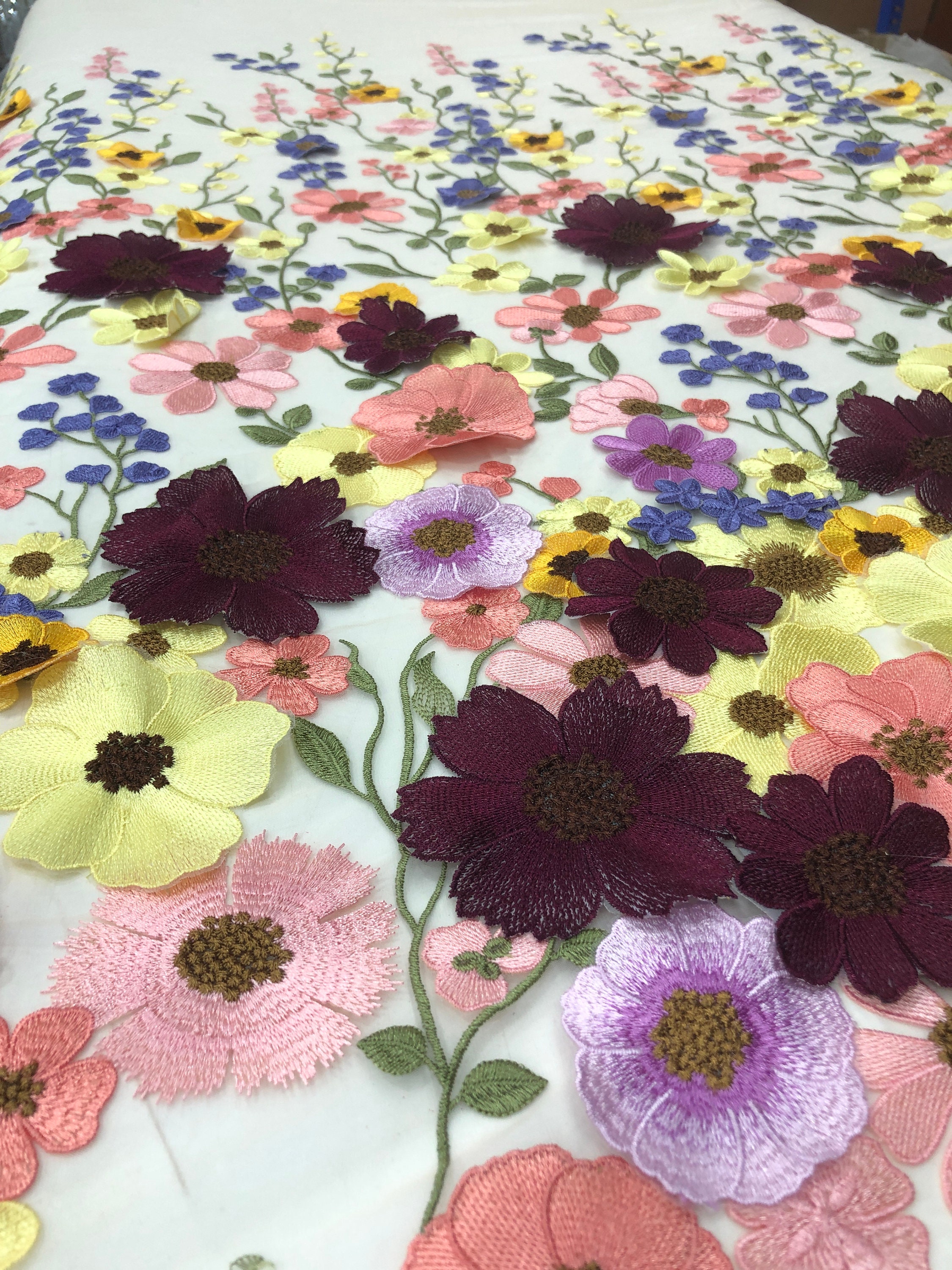 Luxury 3D Floral Multicolor Embroidery Flower Haute Couture 3D Flower ...