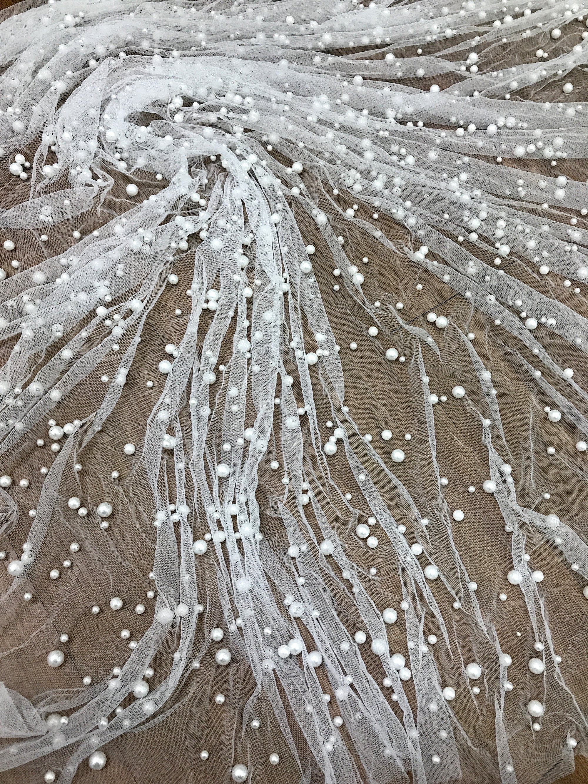 White Beaded Wedding Dress Lace,white 8cm 6cm 5cm Pearls Bridal Lace ...