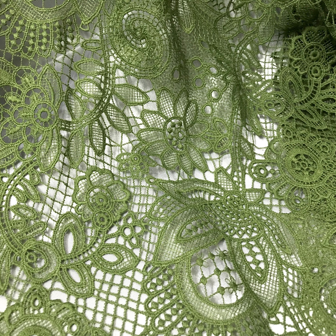 Army Green Guipure Embroidered Lace Fabric, Wedding Dress Lace,army ...