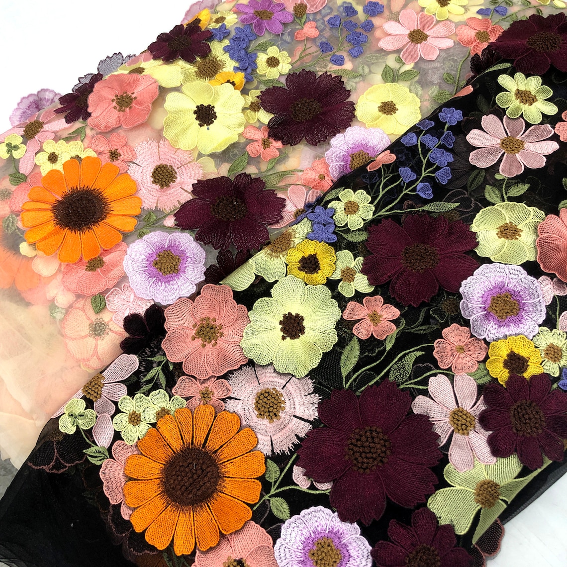 Luxury 3D Floral Multicolor Embroidery Flower Haute Couture 3D Flower ...