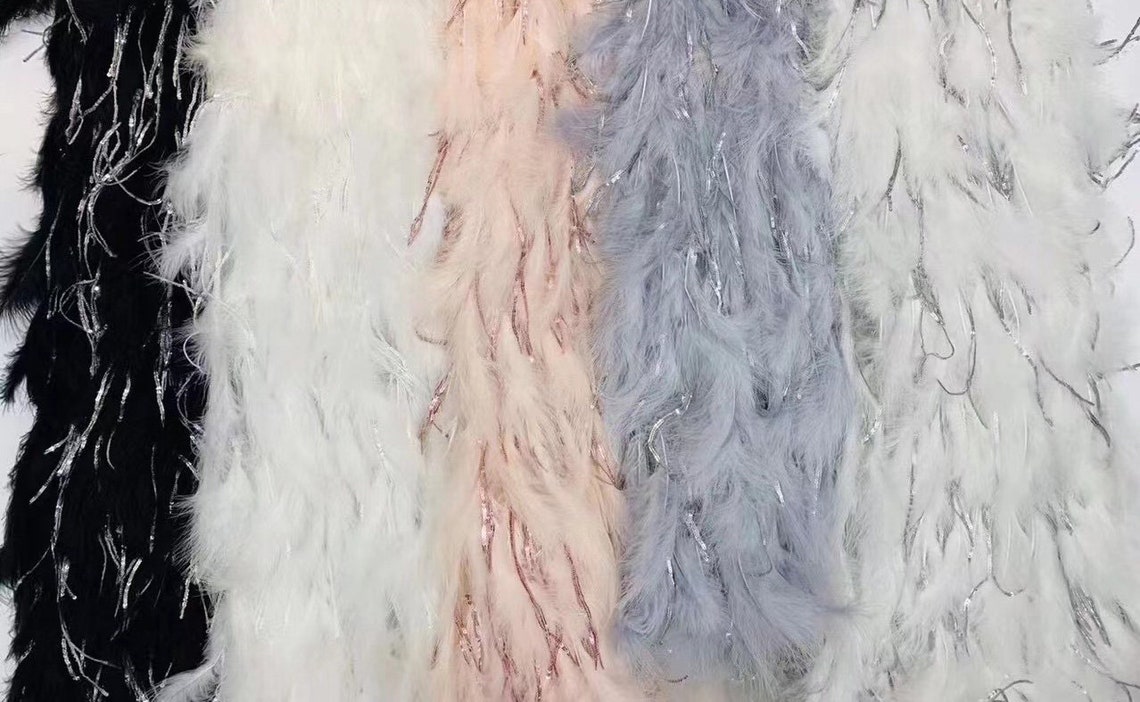 Luxury Premium Grey Feather Wedding Dress Lace Fabric Fancy - Etsy