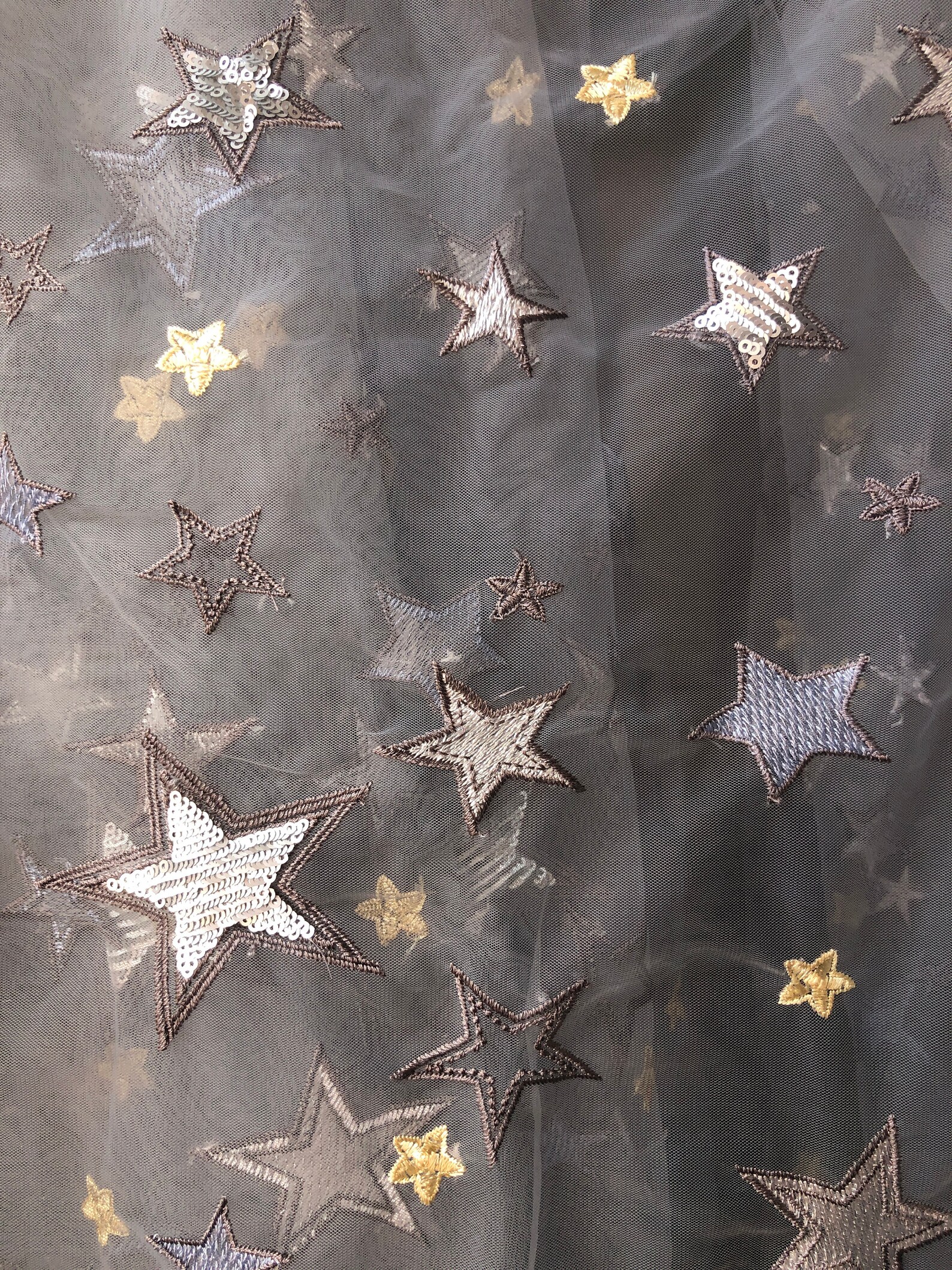 Soft Grey Star Tulle With Sequins Dress Lace Embroidery Tulle - Etsy