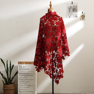 High-end Red Guipure Lace Fabric,heavy Water Soluble Lace Dress Wedding ...