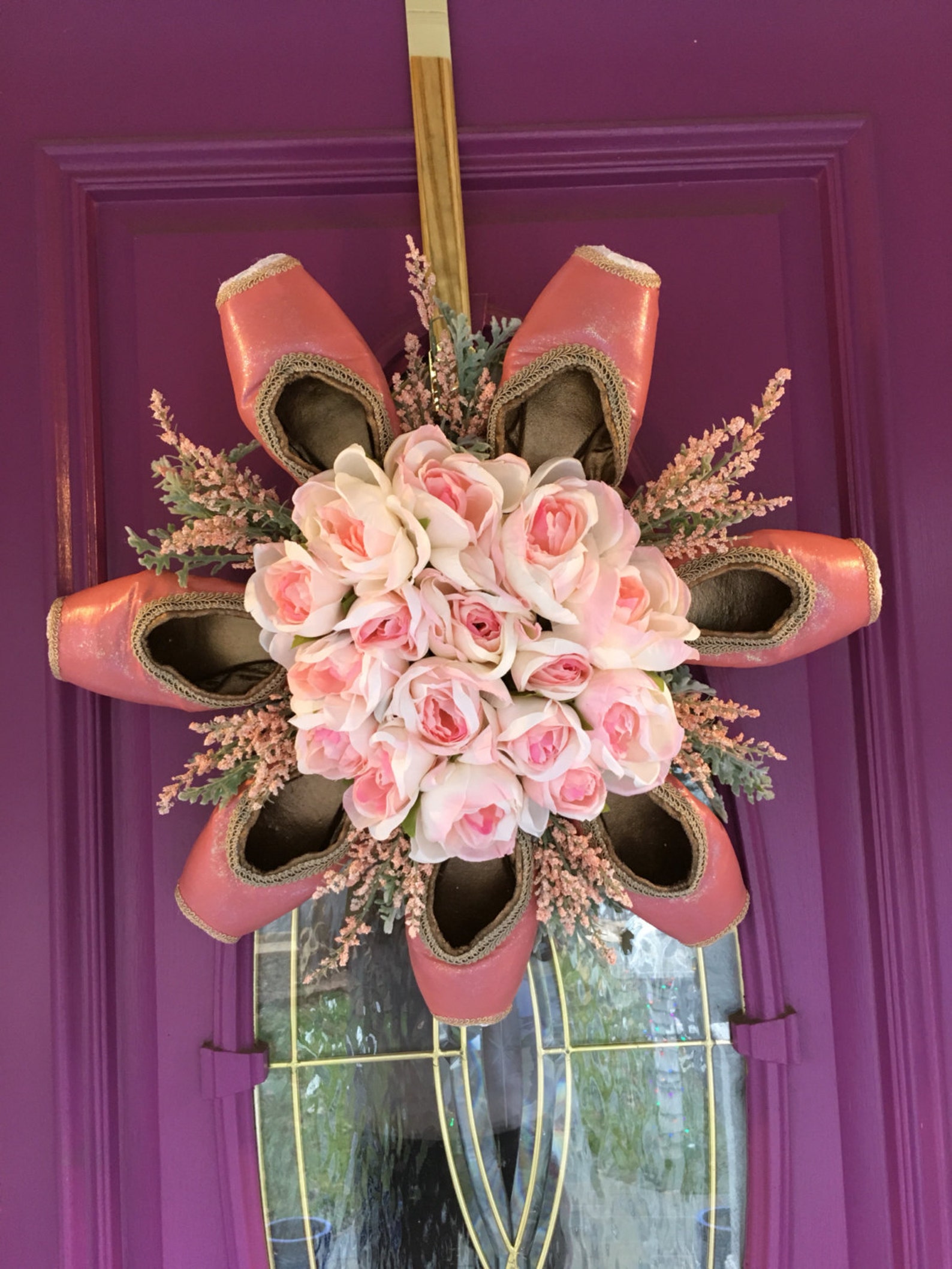 Stunning Pink Pointe Shoe Wreath-ballet Decor-dance Momento Keepsake ...