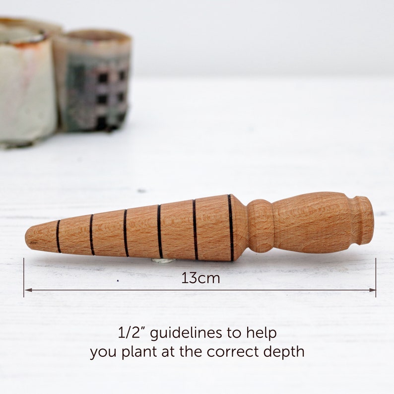 Traditional Wooden Garden Dibber Mini Seed Dibber and Bulb Planting ...