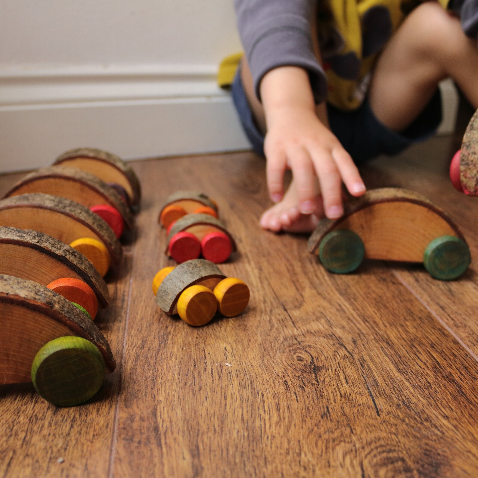 Personalised Wooden Car Set 7 Car Rainbow Set Natural Wood - Etsy
