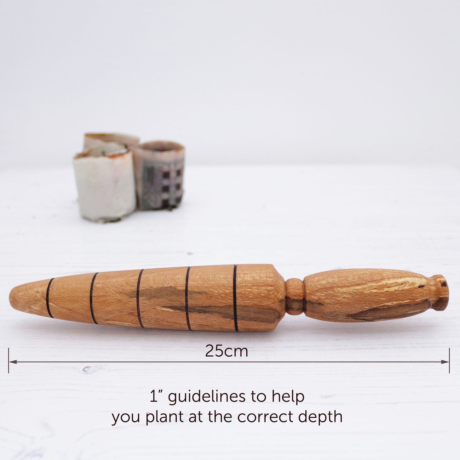 Traditional Wooden Garden Dibber Mini Seed Dibber and Bulb Planting ...