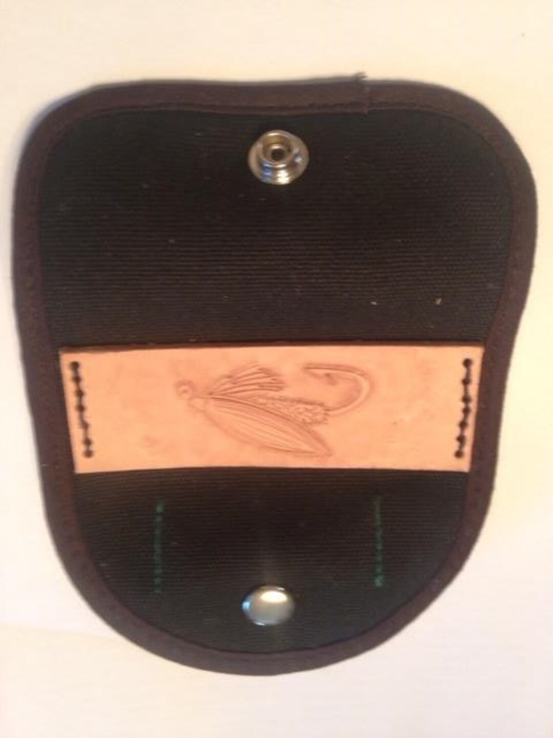 Orvis Canvas Fly Pouch/ Fly Box With Custom Hand Carved Leather Fly ...