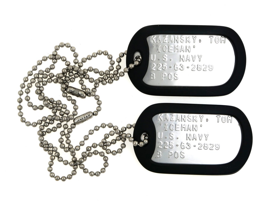 ICEMAN Top Gun Stainless Steel Military Dog Tag Set Cosplay Halloween ...