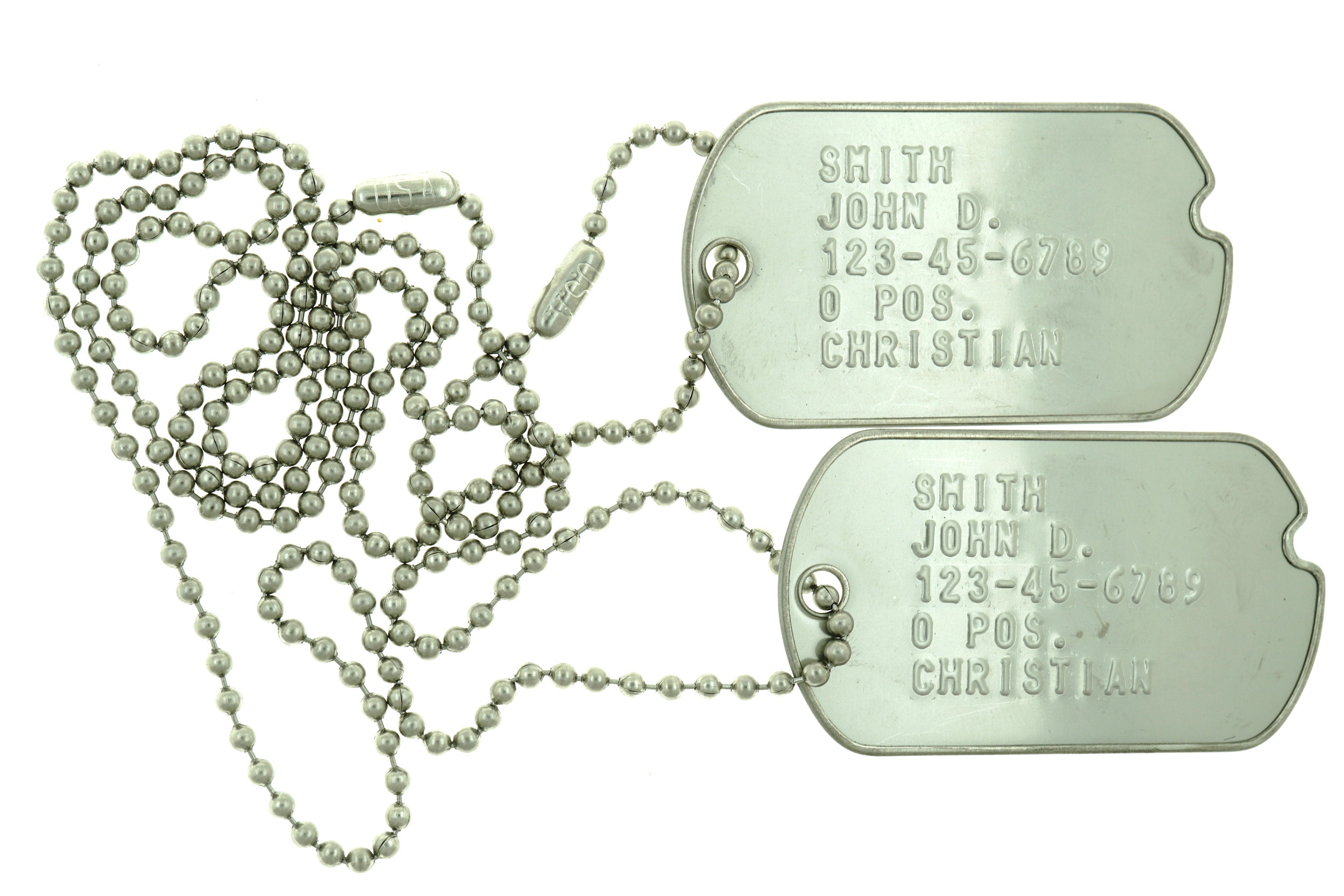 Custom Embossed Notched WWII Style Stainless Steel Military ID Dog Tags ...