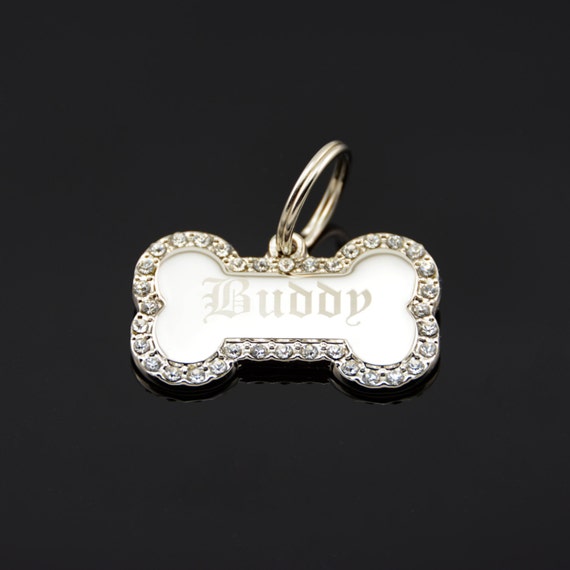Custom Engraved Personalized Small Bone Shape W/ Swarovski - Etsy