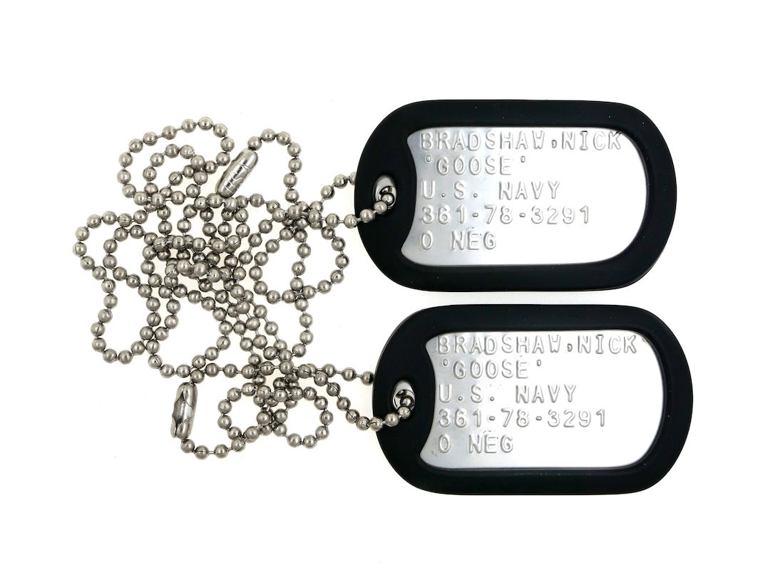 GOOSE Top Gun Stainless Steel Military Dog Tag Set Movie Prop Halloween ...