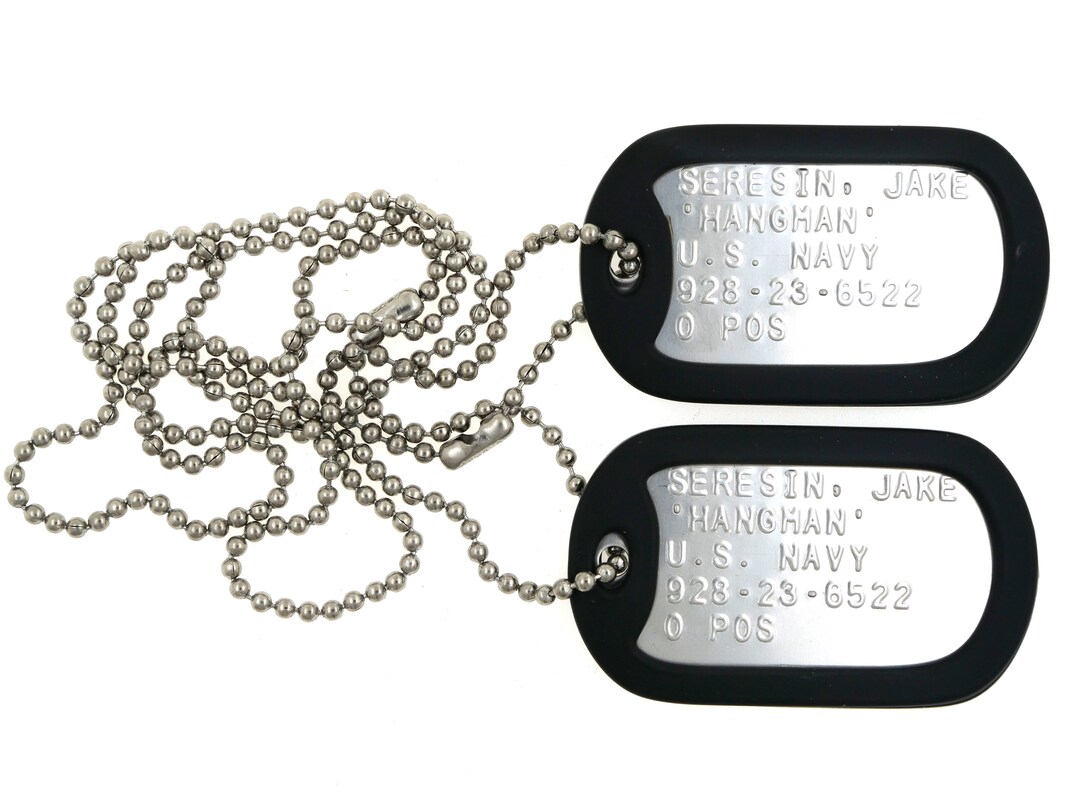 HANGMAN Top Gun Stainless Steel Military Dog Tag Set Cosplay Halloween ...