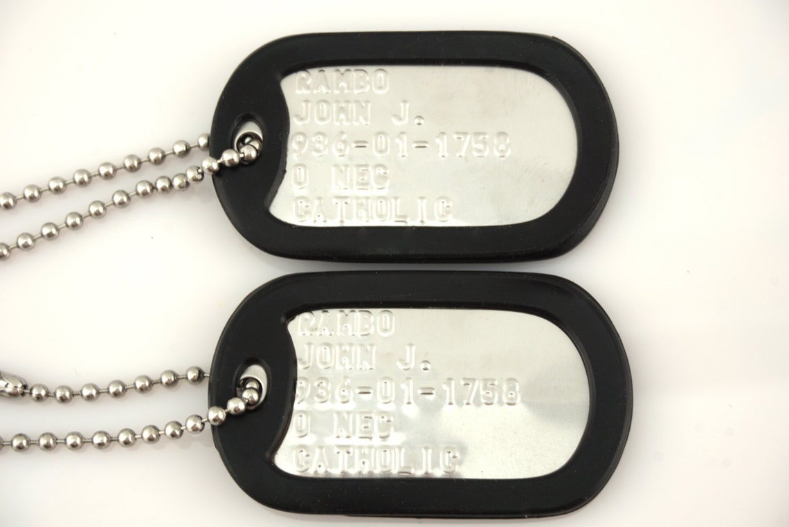 John Rambo Stainless Steel Military Dog Tag Set Movie Prop - Etsy
