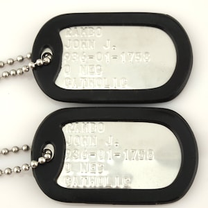 John Rambo Stainless Steel Military Dog Tag Set Movie Prop Halloween ...