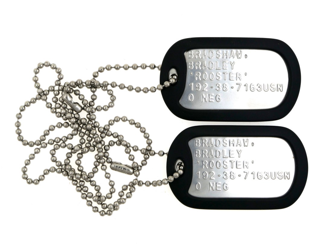 ROOSTER Top Gun Stainless Steel Military Dog Tag Set Cosplay Halloween ...