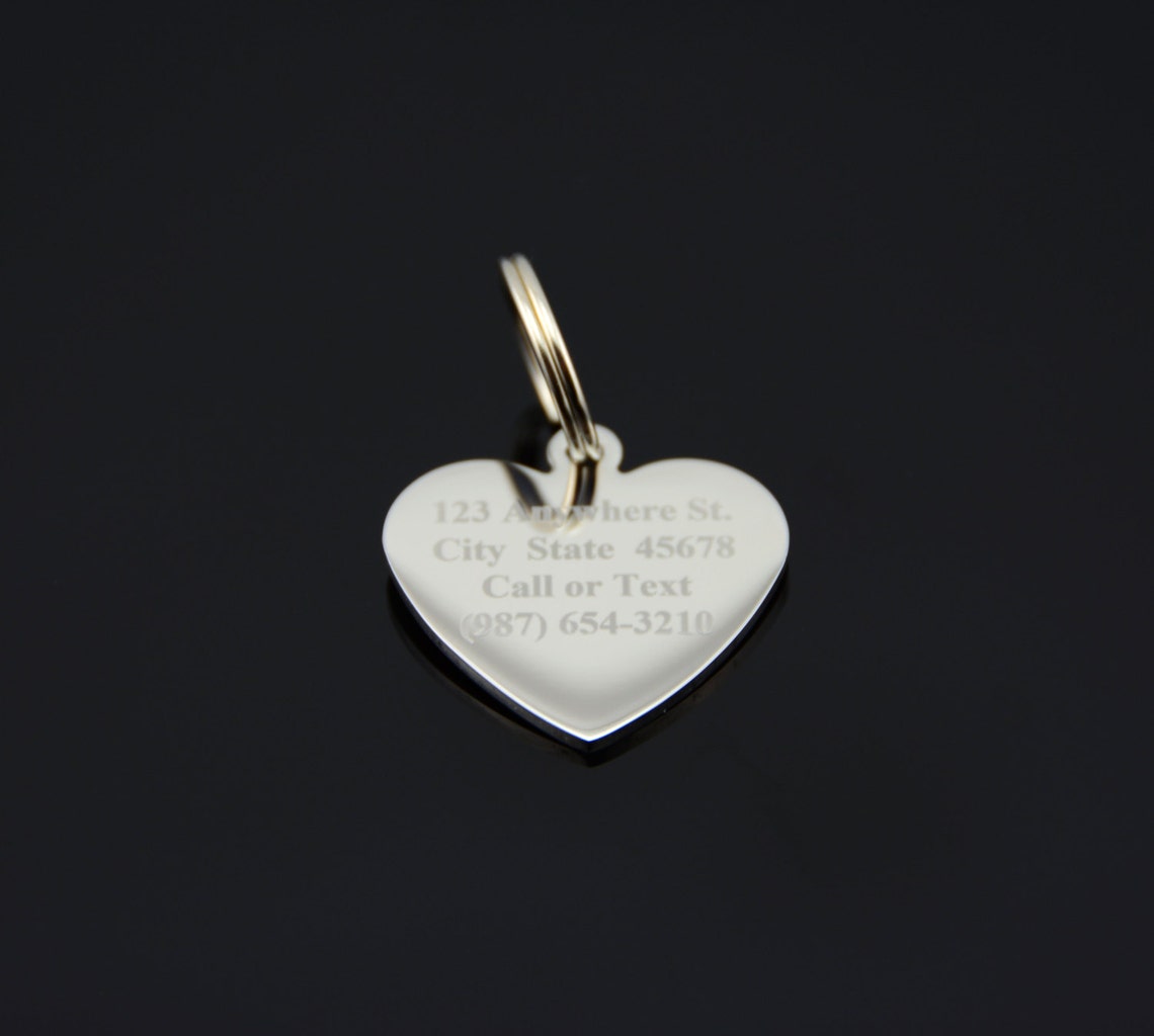 Custom Engraved Personalized Stainless Steel Small Heart Shape Dog Tag ...