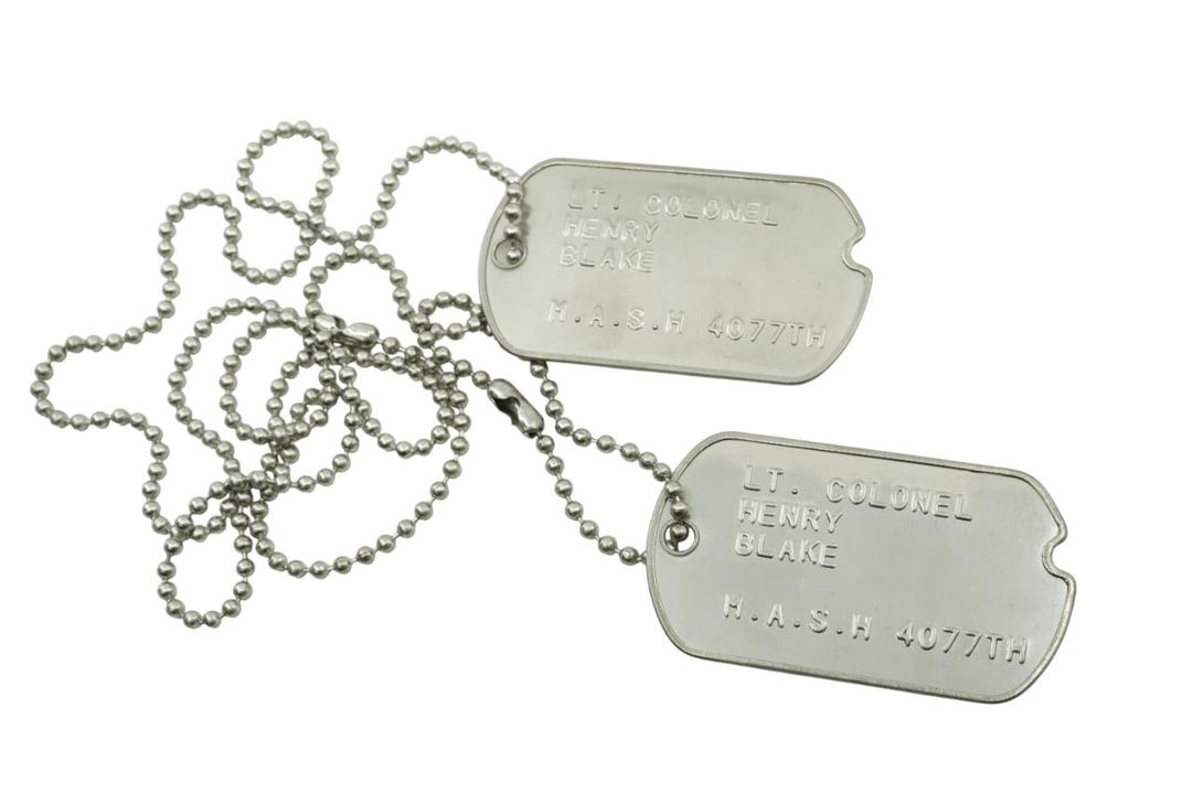 MASH Henry Blake Stainless Steel Military WWII Style Dog Tags Cosplay ...