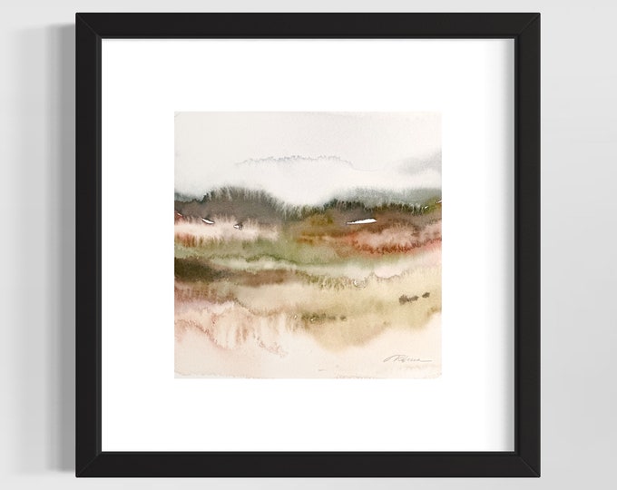 Small Original Abstract Moody Art, Tan and Brown Landscape Painting ...