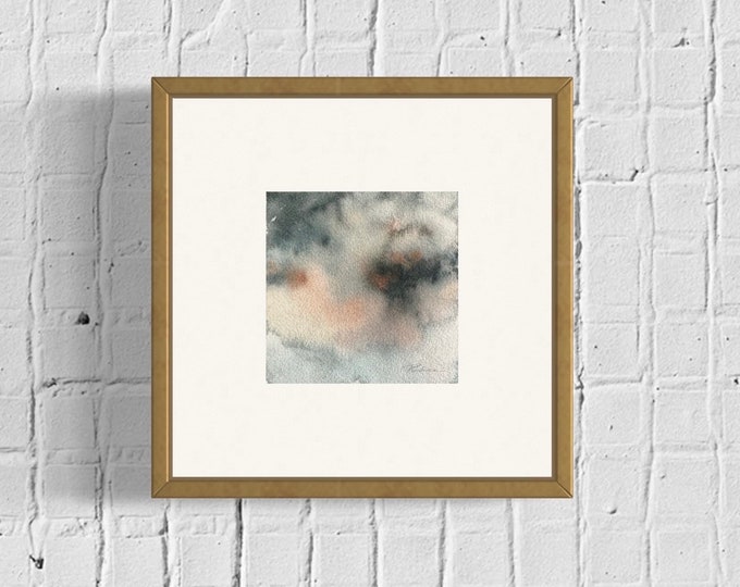 Small 5x5” Original Abstract Watercolor Painting, Square Miniature ...