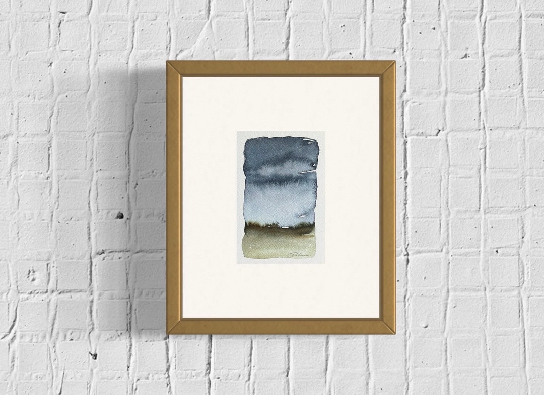 Small 4x6" Original Abstract Watercolor Landscape Painting, Vertical ...