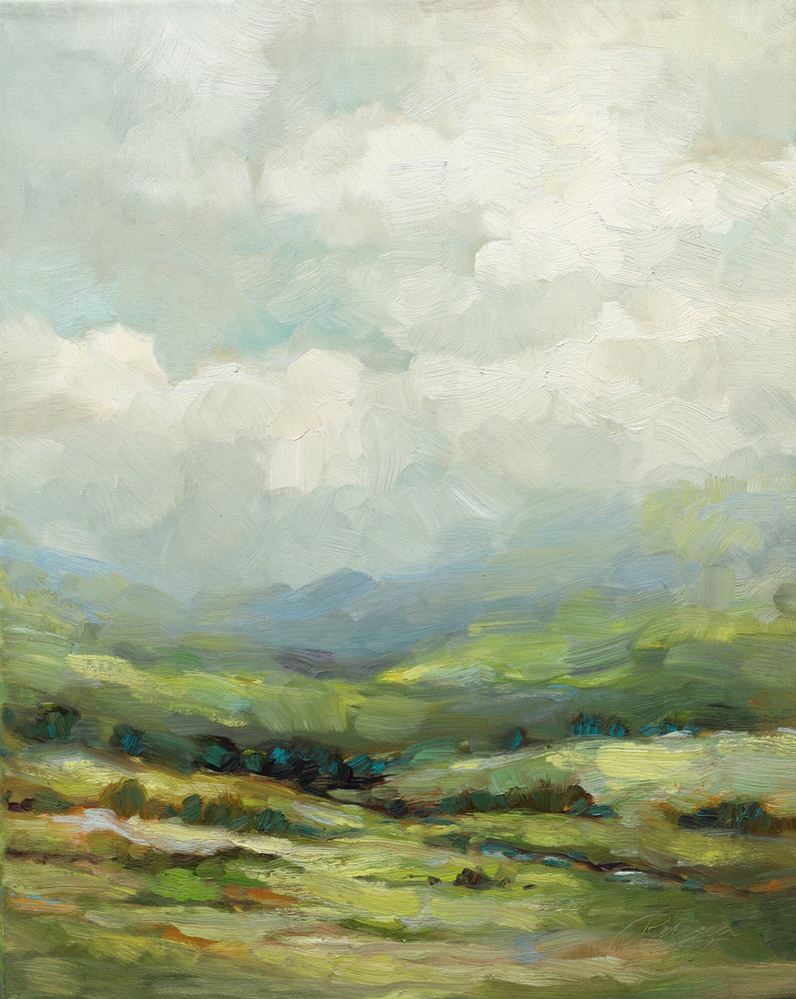 Wall Art Digital Abstract Landscape Print Green Oil Painting - Etsy