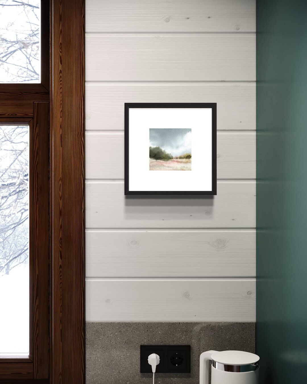 Original 5x5" Mini Abstract Watercolor Landscape, Small Square Moody ...