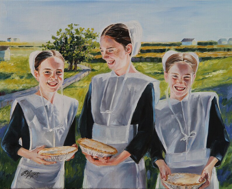 Amish Girls Oil Painting Print Amish Art Portrait Art 16x20 | Etsy