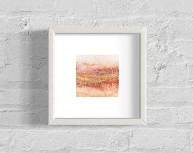 Small Original Abstract Watercolor Landscape, Small Square 4.5x4.5 ...