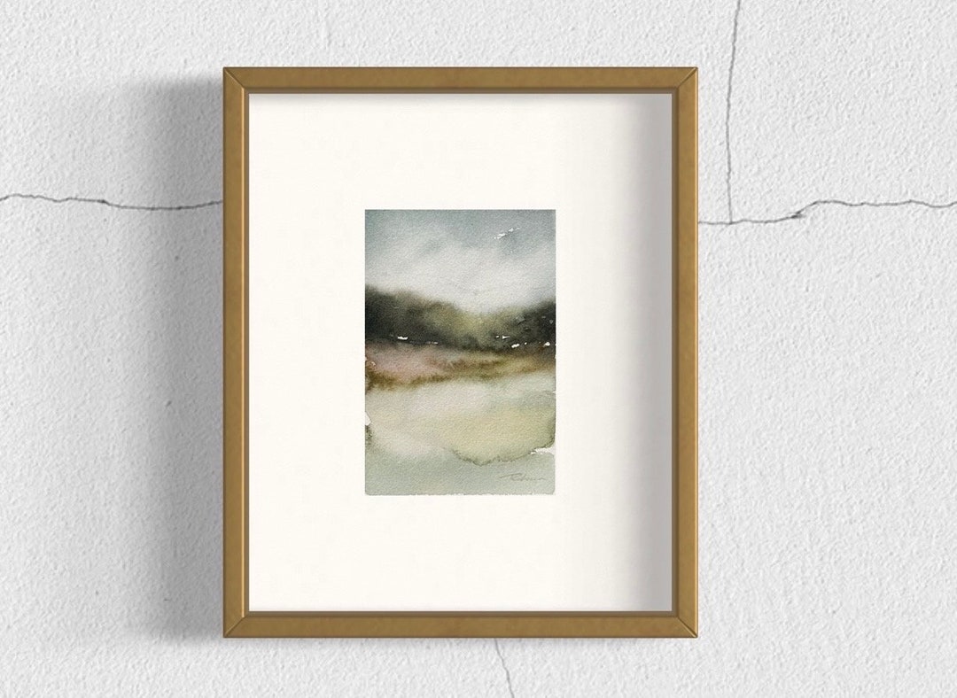 Small 3.75x6" Original Abstract Watercolor Landscape Painting, Vertical ...