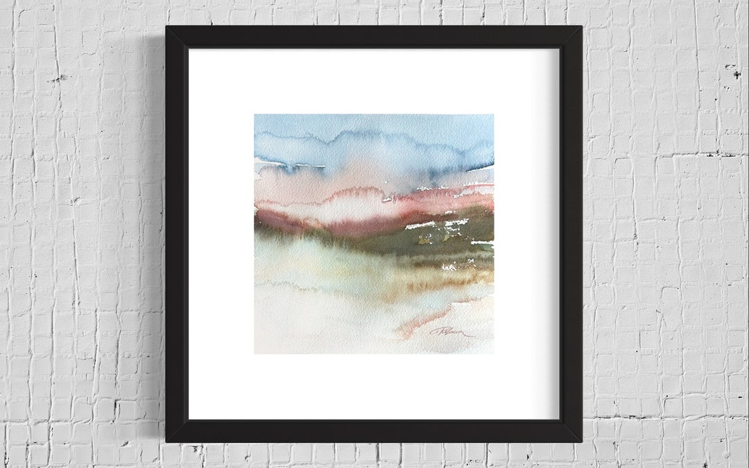 Small Abstract Original Watercolor Landscape Painting, Watercolor ...