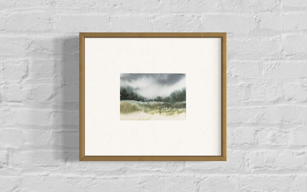 Small 5x7 Original Abstract Watercolor Landscape, Moody Landscape Wall ...