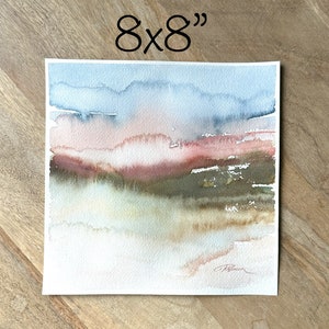 Small Abstract Original Watercolor Landscape Painting, Watercolor ...