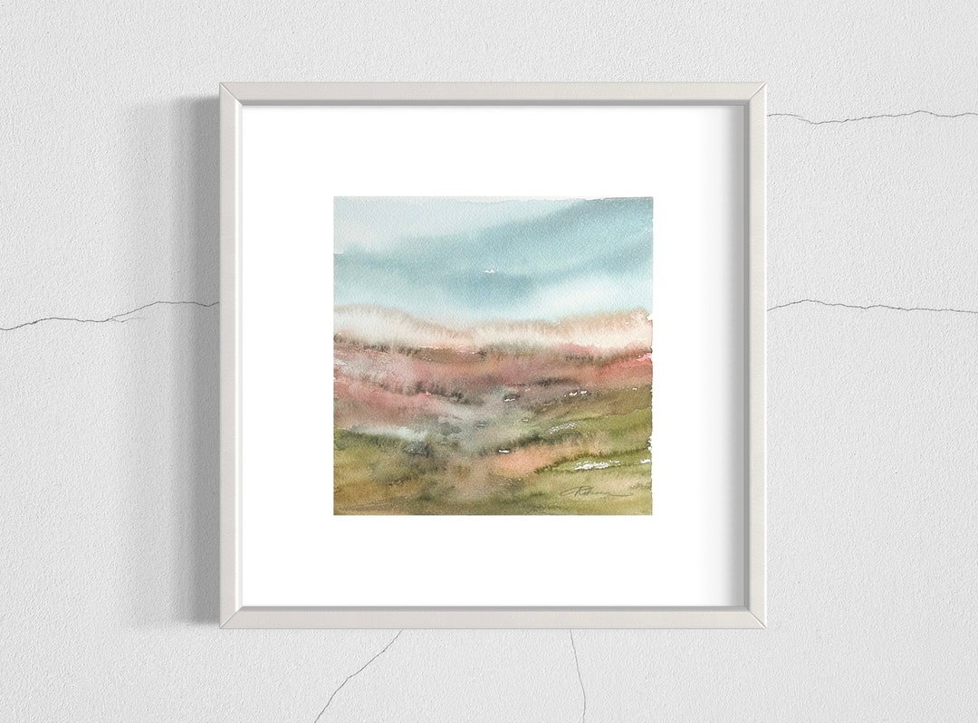Small Abstract Original Watercolor Landscape Painting, Watercolor ...