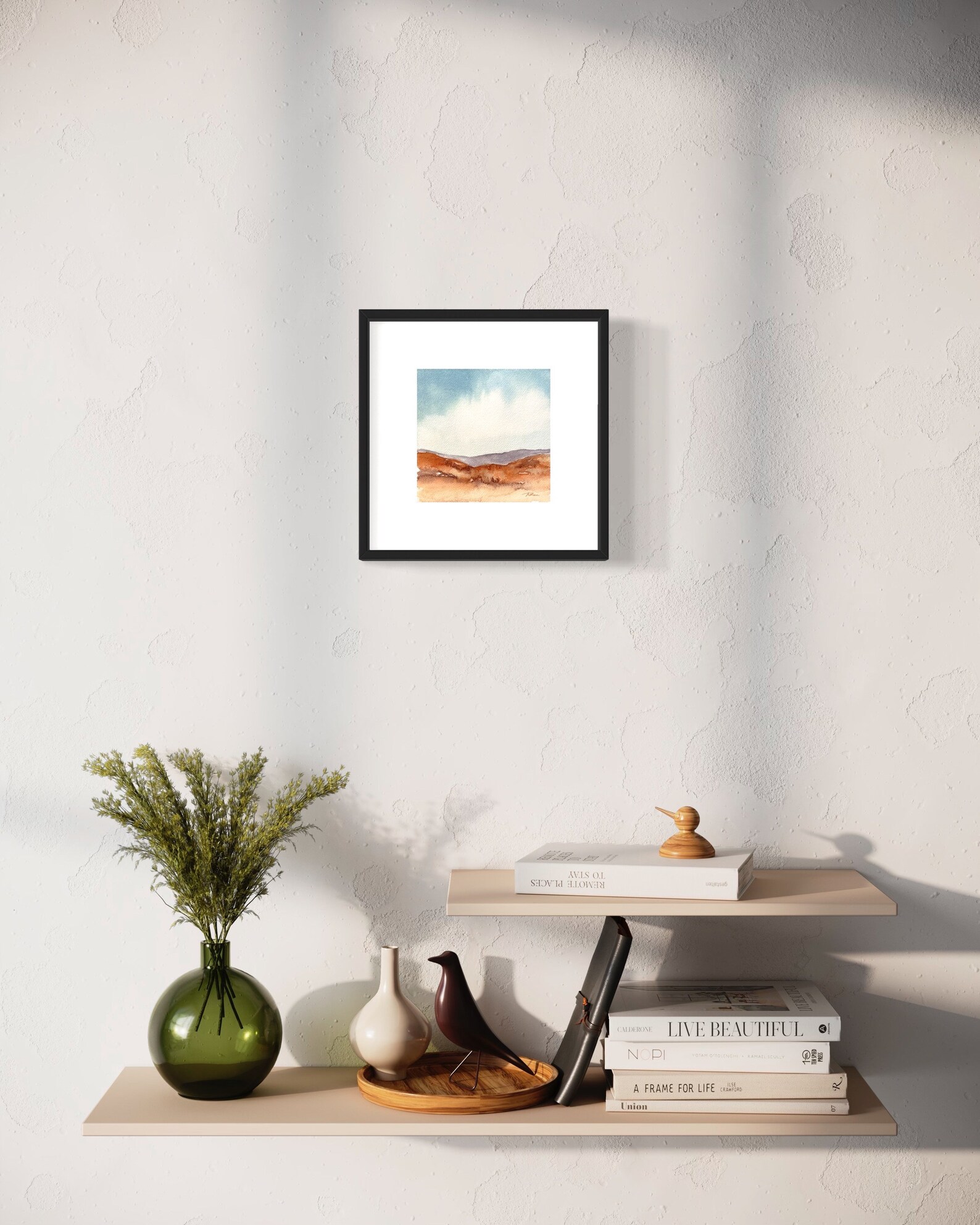 Small Original Abstract Watercolor Painting, 7x7” Landscape Square Wall ...