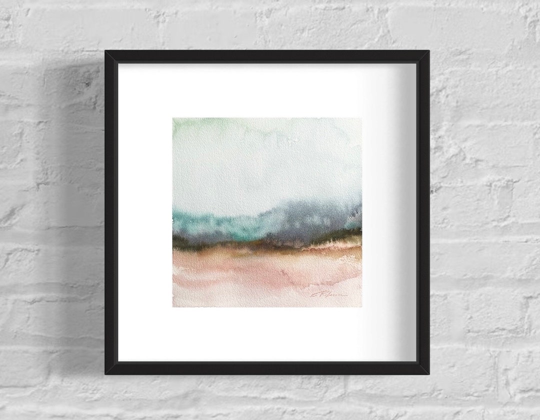 Small Original Abstract Watercolor Landscape Painting, Soft Colored ...