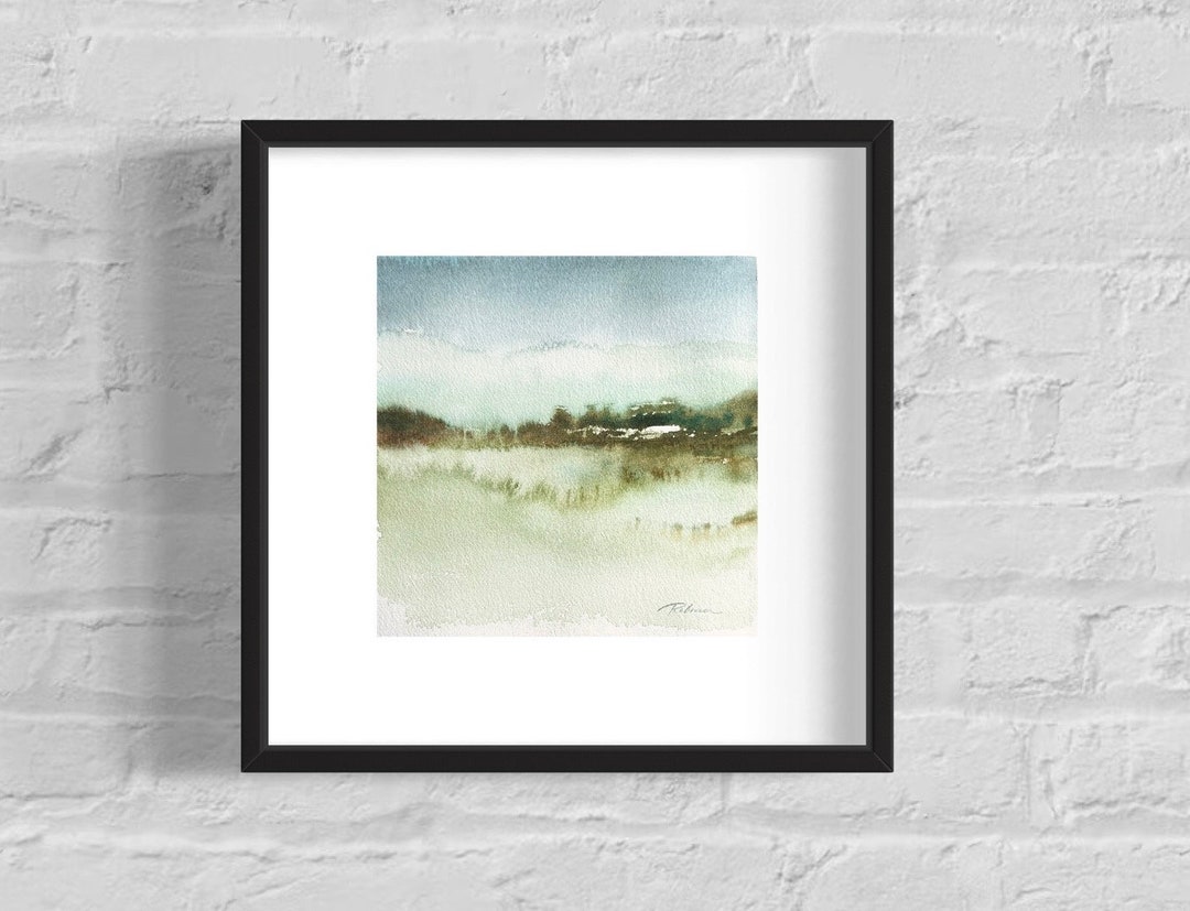Small Original Abstract Watercolor Art, Moody Landscape Painting ...