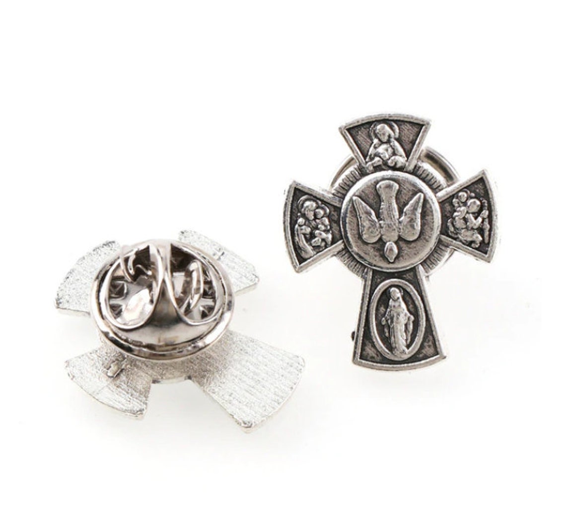 Holy First Communion Cross Lapel Pin With Religious Figures and Holy ...