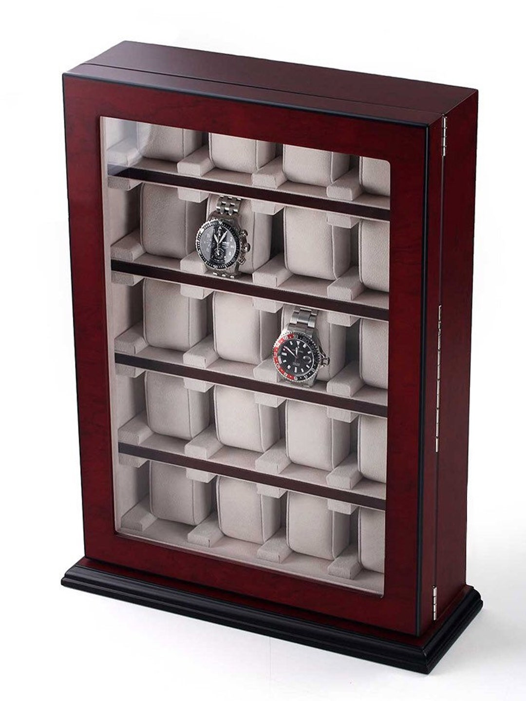 Mahogany Wooden Watch Display Case - Etsy