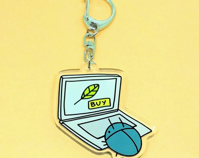 Computer Bug Keychain — Cute Insect Keychain — Punny Beetle Bug ...