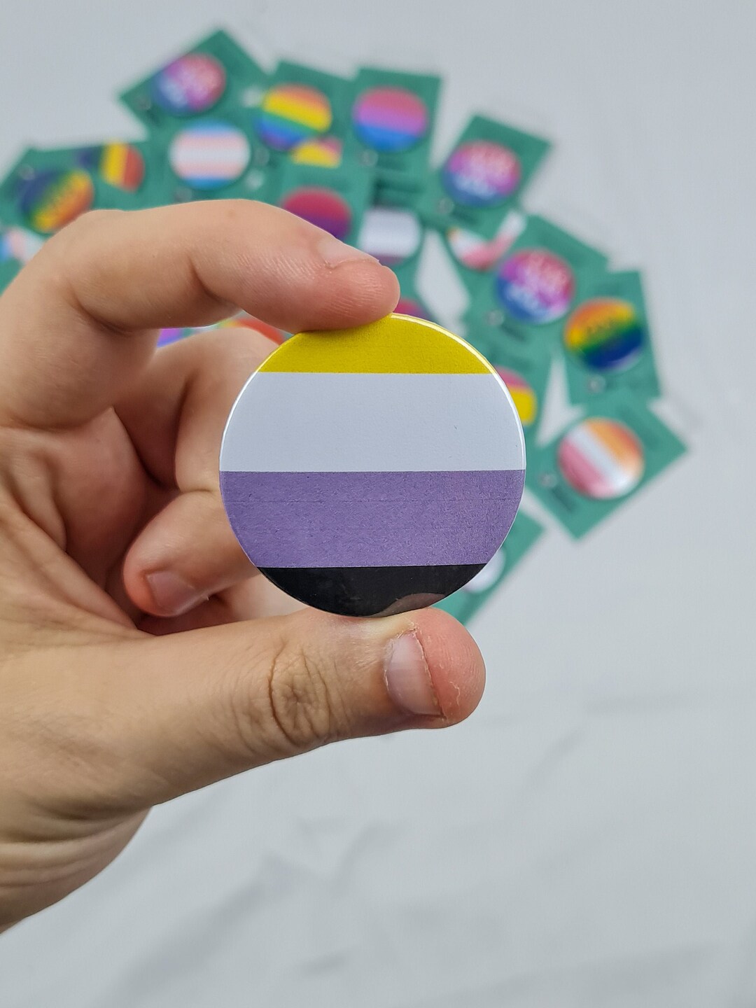 Nonbinary Pride Pin Badge | Nonbinary Flag Badge | 45mm - Etsy