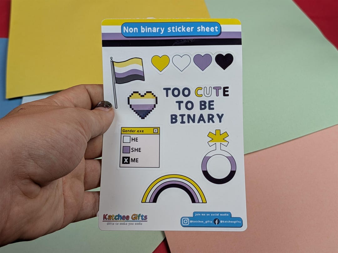 Non-binary Pride Sticker Sheet, Set of 6 Stickers, Non Binary Pride ...