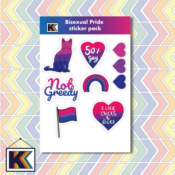 Bisexual Pride sticker pack set of 7 stickers | Etsy