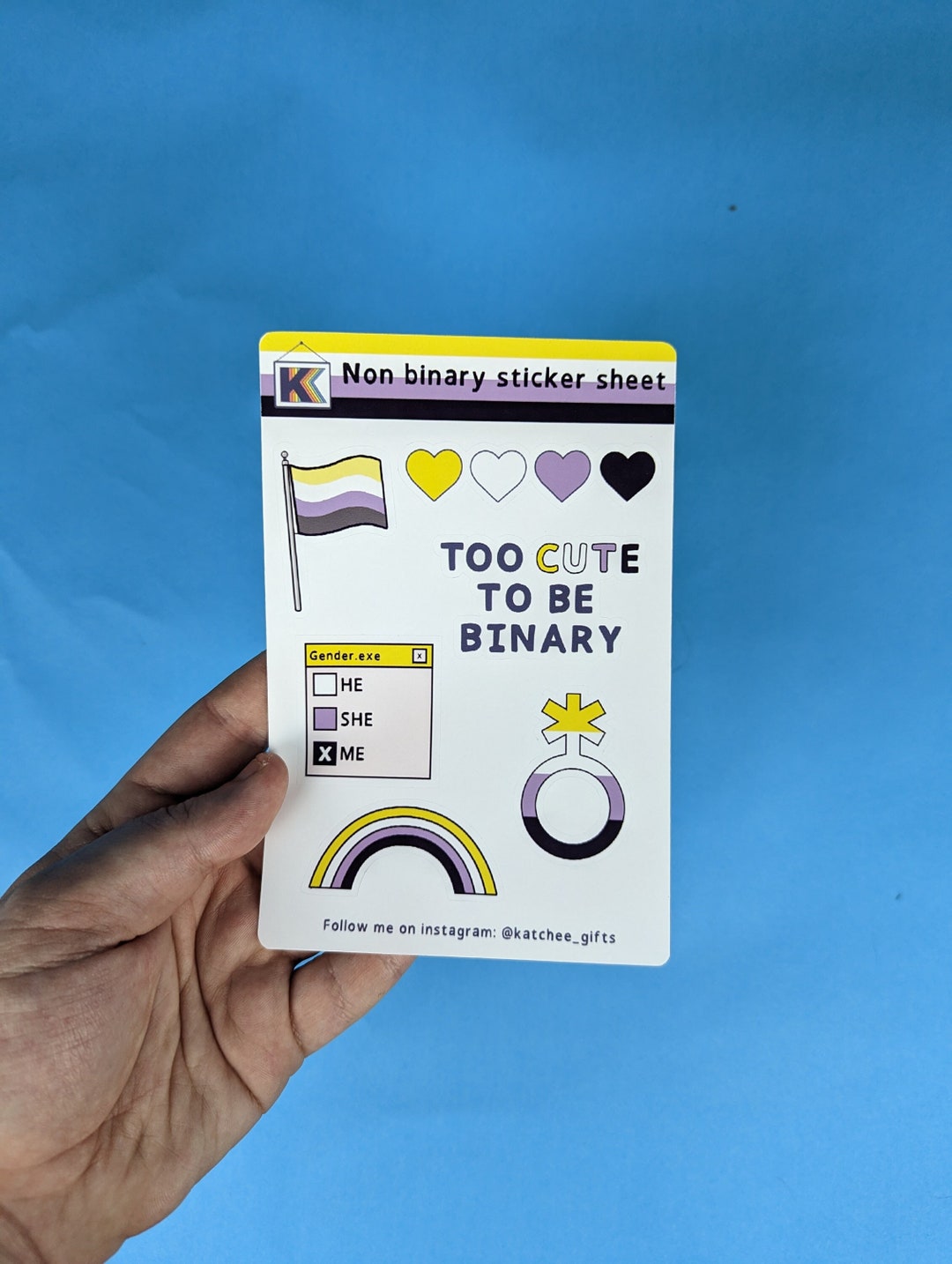 Non-binary Pride Sticker Sheet, Set of 6 Stickers, Non Binary Pride ...