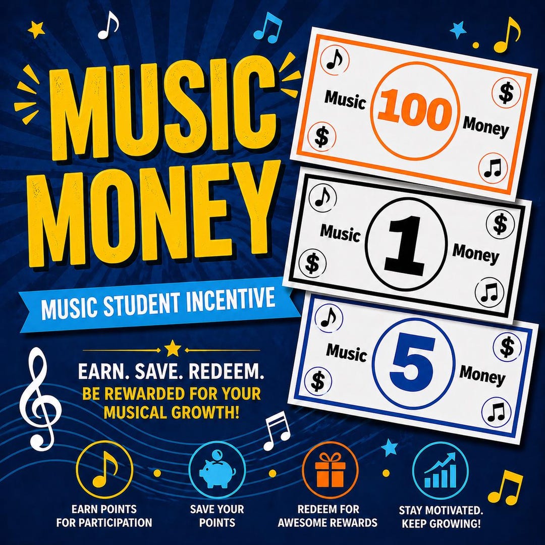 Music Money - A Printable Incentive for Music Teachers to Reward ...