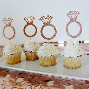 Ring Cupcake Topper, Rose Gold, Bridal Shower Cupcake Toppers ...