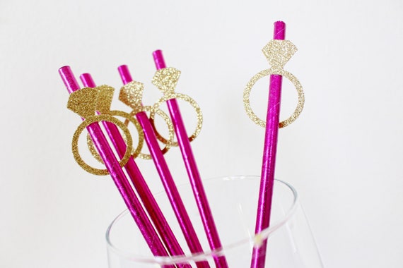 Bridal Shower Decorations, Engagement Ring Party Straws, Engagement ...
