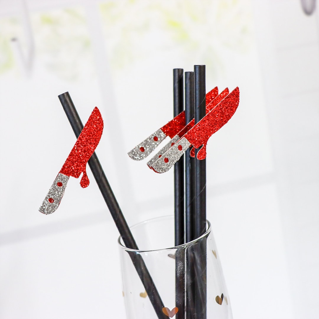 Spooky Bloody Knife Paper Straws: Halloween Horror Movie Party Decor - Etsy