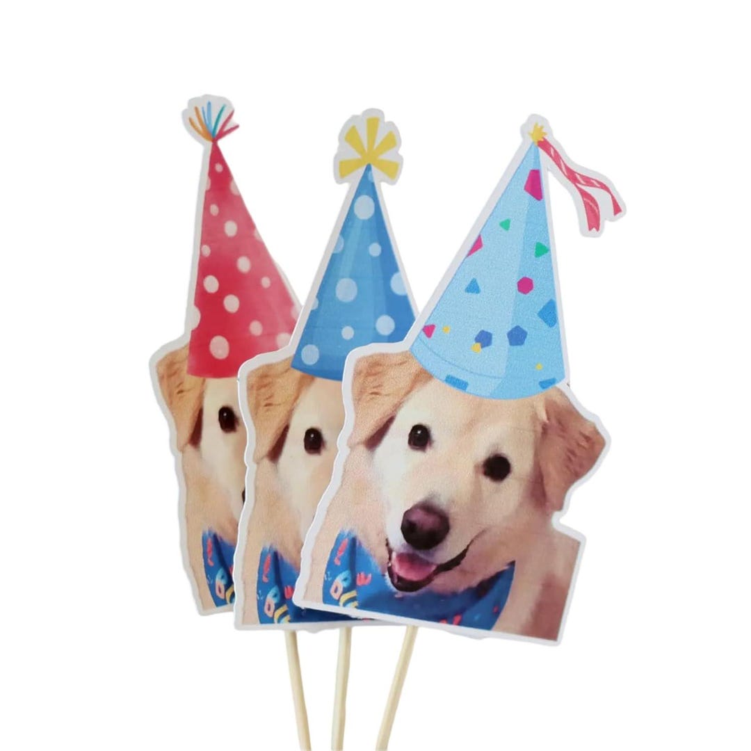 Custom Dog Birthday Cupcake Toppers, Personalized Pet Face Photo ...